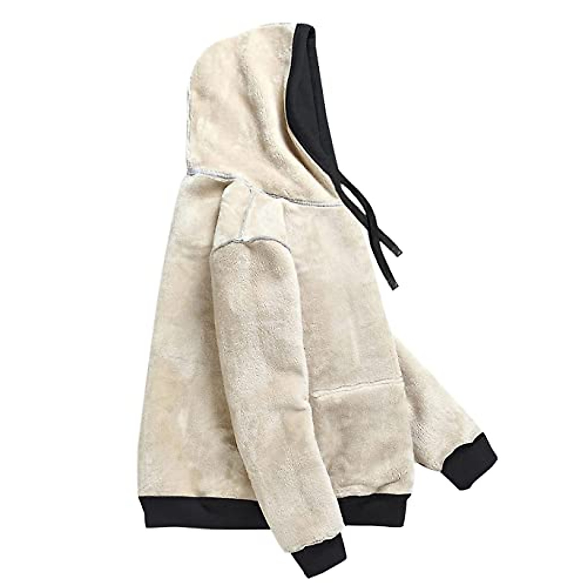 Haellun Womens Casual Winter Warm Fleece Sherpa Lined Pullover Hooded Sweatshirt (Black, Large)