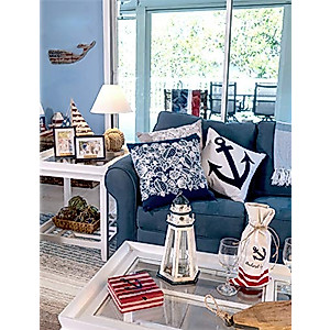 Beachcombers Love Anchor Wood Frame Photo Frame Picture Holder For Wall Shelf Or Tabletop Decor Decoration 0.5" x 6.25" x 8.25" Blue