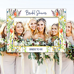 JeVenis Wildflower Bridal Shower Photo Booth Props Bride to Be Photo Booth Frame Floral Bridal Shower Party Supplies Hen Party Bachelorette Party Supplies
