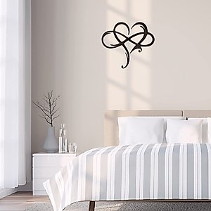 TOTOKA Infinity Heart Metal Wall Decor, Black Wall Decor,Metal Wall Art Heart Decor,Wall Art Heart Ornaments for Outdoor Garden Home Living Room Bedroom Decor
