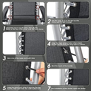 6 Pieces Gravity Chair Set, Gravity Chair Fabric, Gravity Chair Tray, Replacement Bungee Cord Trays for Carrying Cellphone, Snack, Water, Black Recliner Mesh Canvas Elastic Bungee Cord