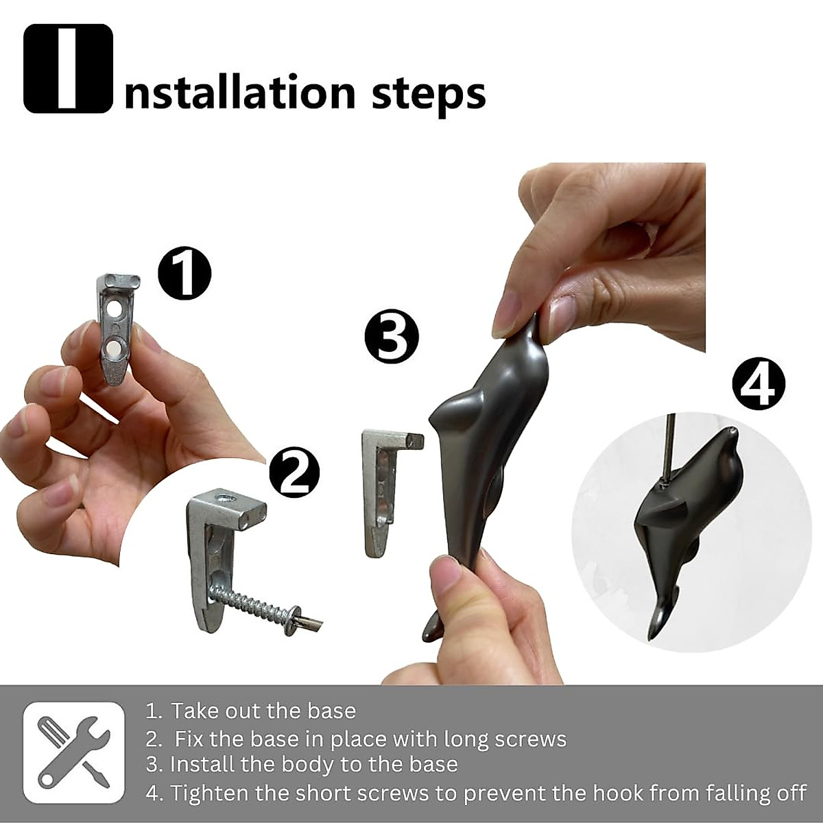 NETLKLA 4 Packs Dolphin Hooks, Coat Hooks,Towel Hooks, Metal Wall Hooks for Hanging Coats, Hats, Bags, Towels and Robes, Wall Hooks for Living Room, Kitchen, Bedroom, Bathroom (Gold Hook)