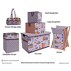 Bacati Construction Multicolor Boys Cotton Collapsible Hamper