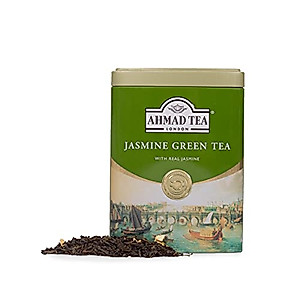 Ahmad Tea Black Tea, Jasmine Black Tea Loose Leaf, Metal Tin 100g - Caffeinated and Sugar-Free