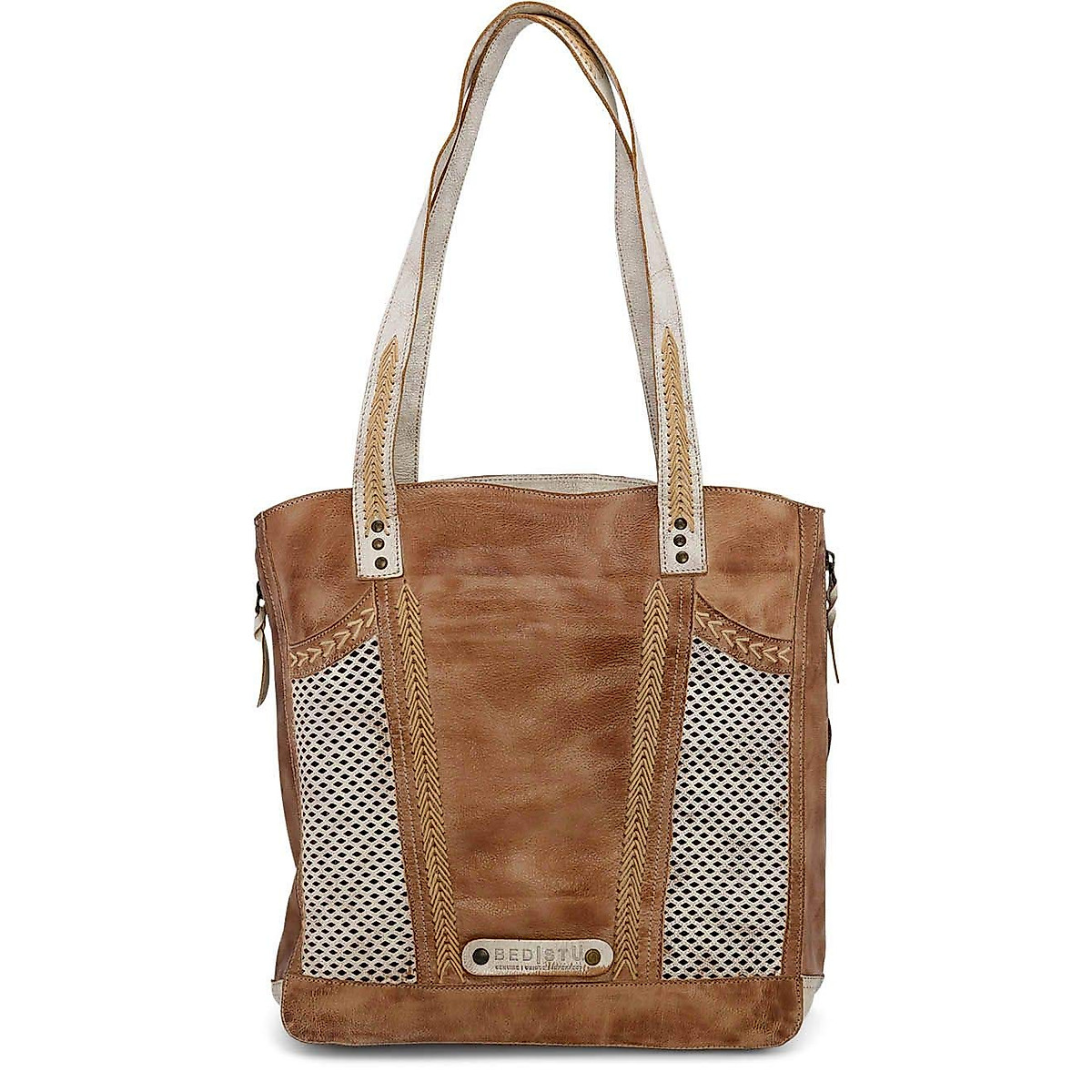 BedStu Amelie Tote Bag Light TanWhiteDistressed