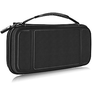 Fintie Carrying Case for Nintendo Switch OLED Model 2021/Switch 2017, [Shockproof] Hard Shell Protective Cover Travel Bag with 10 Game Card Slots & Inner Pocket, Black