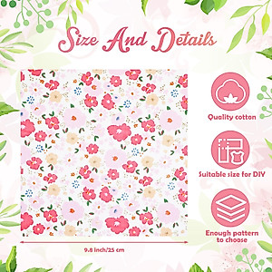 Tatuo 30 Pcs 10" Pink Theme Quilting Cotton Fabric Squares Floral Precut Fabric Square Sheets for Sewing Scrapbooking DIY Craft Patchwork