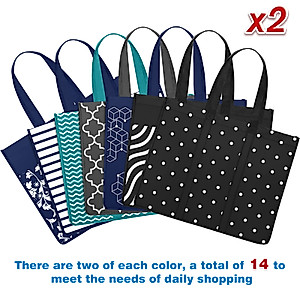Fab totes 14 Pack Reusable Grocery Bags 35L Large Capacity Shopping Bags Reusable Bags for Groceries Waterproof Tote Bags for Shopping and Picnic with Sturdy Handles