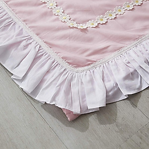 Brandream Crib Bedding Set for Girls Pink Princess Nursery Bedding 3 Pc Sweet Daisy Ruffle Blanket, 100% Cotton