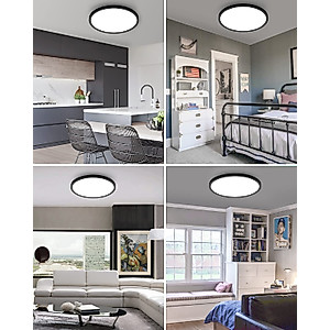 2PACK Flush Mount LED Ceiling Light Fixture Black, 12Inch 28Watt, Dimmable & 3000K-4500K-6000K 3 Color Selectable Ceiling Lamp 3200LM Low Profile Ceiling Light for Kitchen Bedroom Hallway Porch