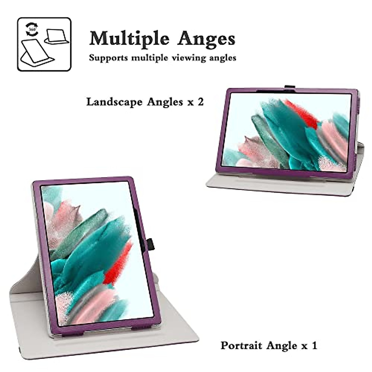 Bige for Galaxy Tab A8 10.5 Case,360 Degree Rotary Stand with [Auto Wake/Sleep] Cover for Samsung Galaxy Tab A8 10.5 inch SM-X207 /X205 /X200 2022 Release Tablet,Purple (10001991-3)