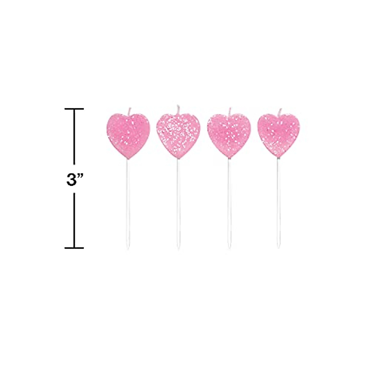 Creative Converting Pick Sets with Glitter Cake Candle, 3", Pink