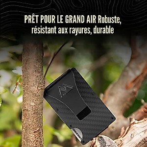 Mountain Voyage Co Minimalist Wallet for Men & Women - Slim RFID Wallet, Scratch Resistant, Credit Card Holder & Money Clip, Easily Removable Money & Cards, (Matte Carbon Fiber)