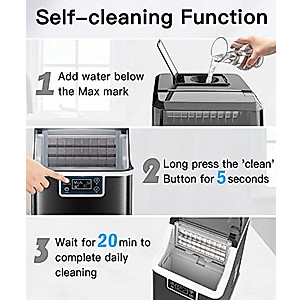 Kndko Ice Maker 45Lbs,2-Way Add Water,Self Cleaning Ice Makers Countertop,Home Ice Machine,Ice Size Control,24H Timer,Party Countertop Ice Maker for Home Bar RV,Stainless Steel Ice Maker Machine