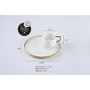 Pampa Bay For Coffee Lovers Titanium-Plated Porcelain Espresso Cup & Plate, 2.5 x 6.5in