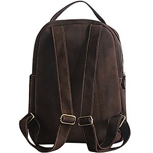 Zoulee Men's Leather Backpack Zipper Backpack Travel Backpack Dark Brown