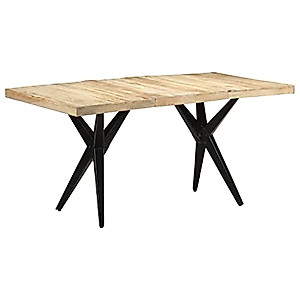 BUKSCYJS Multifunctional Dining Room Table,Dining Room Table,Dining Table,Strong and Sturdy Suitable for Kitchen,Dining Room,Living Room 63"x31.5"x29.9" Rough Mango Wood