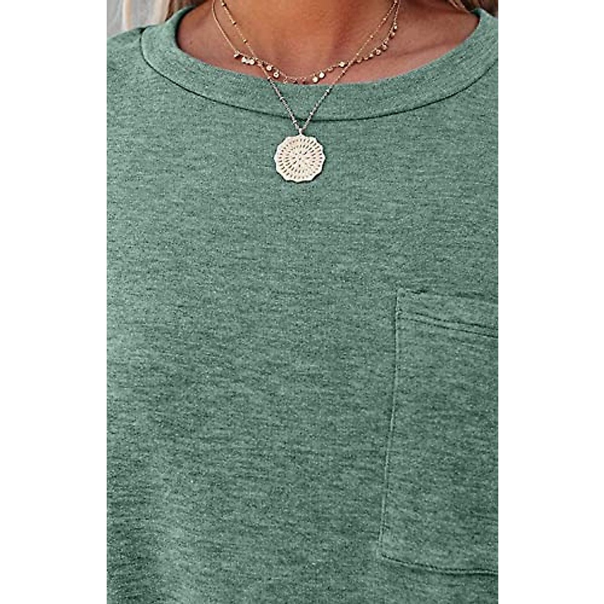 MEROKEETY Women's Casual Cap Sleeve T Shirts Basic Summer Tops Loose Solid Color Blouse Green