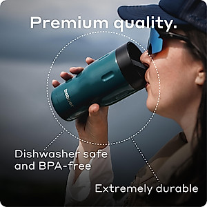 BOBBER 12 oz Stainless Steel Insulated Coffee Mug with Lid 100% Spill-Proof Commuter Mug for Car Cup Holder Dishwasher Safe Thermal Mug for Men, Women, Keeps Hot for 6 Hours (Teal)