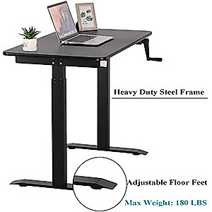UNICOO - Crank Adjustable Height Standing Desk, Adjustable Sit to Stand up Desk,Home Office Table, Computer Table, Portable Writing Desk, Study Table (Black Top/Black Frame - NTCSET-01-BB)