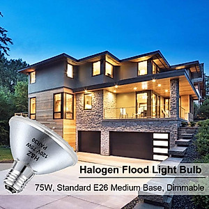 H&Z Par30 Short Neck, 6 Pack High Output Par30s Halogen 75W 120V, Par30 Dimmable Warm White 3000K, 75W Par30 Flood Light with E26 Medium Base for Recessed Trim Lighting, Track Light