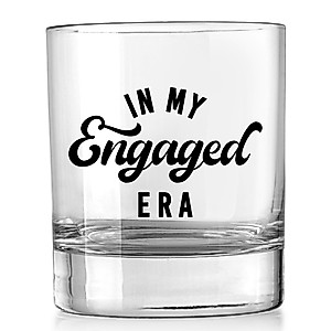 In My Engaged Era WIne and Whiskey Glass Gift Set | Engagement Gift for Couples | Boyfriend and Girlfriend | New Fiance Fiancee for Him and Her - His and Hers Glasses For Mr and Mrs Bride and Groom