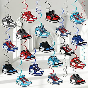 CHUNNIN 60PCS Sneaker Birthday Party Hanging Swirls for Sports Themed Party Decoration Basketball Sneaker Tennis Shoe Birthday Party Ceiling Streamers for Kids Birthday Baby Shower Party Supplies