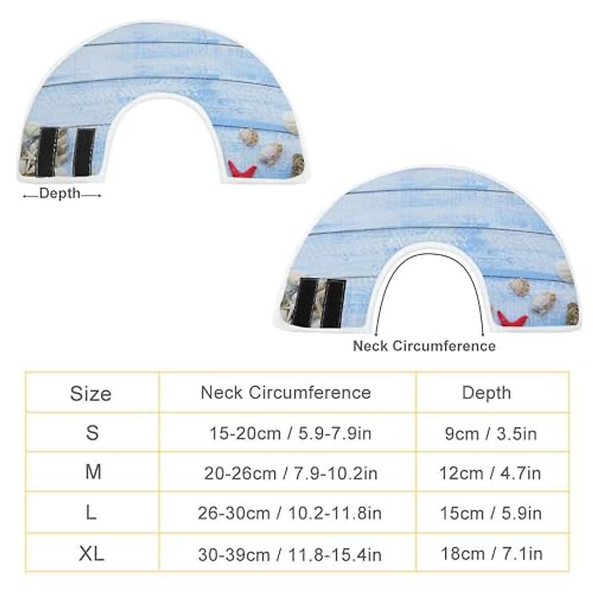 Blue Wooden with Shells, Starfish and Sand Soft Dog Cone Collars Protective Adjustable Cat Recovery Collar to Stop Licking S