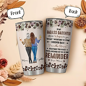 Personalized Tumbler Cup, To My Daughter Whisper Back I Am The Storm, Heart-warming Christmas Birthday Valentines Day Gifts for Daughter from Mom Dad Parents