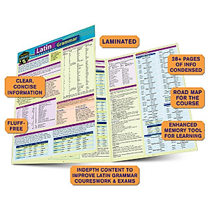 Latin Grammar (English and Latin Edition) QuickStudy Laminated Reference Guide (Quickstudy Language)