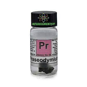 Praseodymium Metal Element 59 Sample Pr, Pure 1 gram 99,99% Inside Labeled Glass Vial