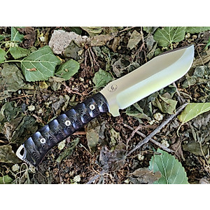 JEO-TEC Nº45 Fixed Blade Bushcraft Knife for Survival Camping Hunting Fishing, Full Tang Knife 11" Overall, Sheath + Firesteel + Sharpener Stone, Handmade