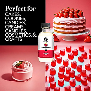 Dolce Flav Strawberry Extract 2 oz – Kosher, Sugar-Free, Concentrated Berry Flavor for Candy, Chocolates & Desserts, Includes Measured Dropper