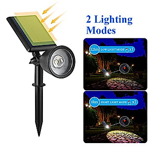 FALOVE Solar Spot Lights Outdoor, IP67 Waterproof Solar Powered Outdoor Lights Sunset Projection Lamp, 2 Modes Solar Landscape Lights Wall/in Ground Light Auto On/Off for Yard Garden Tree Flag