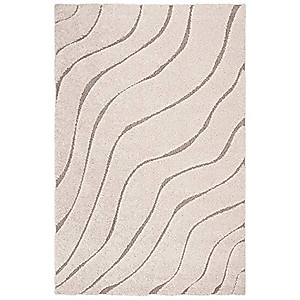 SAFAVIEH Florida Shag Collection 8' x 10' Light Blue / Blue SG472 Abstract Wave Non-Shedding Living Room Bedroom Dining Room Entryway Plush 1.2-inch Thick Area Rug