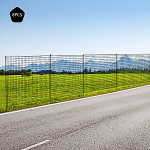 Fetcoi Metal Garden Fence Panels, 7 Panels +Gate, Outdoor Dog Pet Fence Animal Barrier Decorative Garden Fencing Border Fence for Yard Patio, 3.4ft Tall