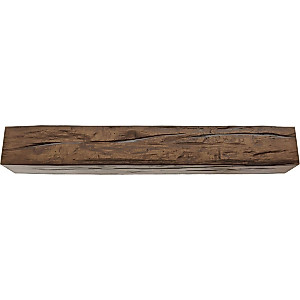 Ekena Millwork MANURW06X06X48ZD Riverwood Faux Wood Fireplace Mantel, 6"H x 6"D x 48"W, Premium Aged