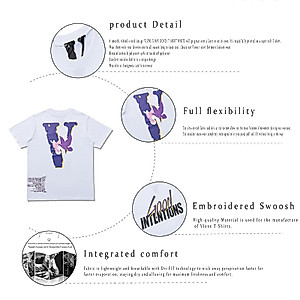 Crewmate Men’s T-Shirt Fashion Big V Letter Printed Shirt Casual Couple Hip Hop Short Sleeve Crystal Diamond T-Shirt