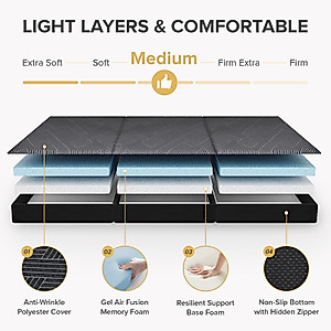 Tri Folding Mattress Twin Size - 4 Inch Foldable Mattress for Travel/RV/Camping/Road Trip/Guest Room/Yoga, Tri-fold Memory Foam Mattress with Washable Cover, Handle & Non-Slip Bottom, 75"x38"x4"