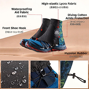 Azarxis Low Trail Gaiters Reflective Ankle Gators Protective Shoe Covers with UV Protection & Breathable & Sand prevention for Women & Men & Youth Hiking Climbing (Blue)