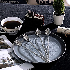 HISSF Long Handle Spoons, Iced Tea Spoons, 18/10 Stainless Steel Stirring Spoons, 4pcs Leaf Spoons, 8.66-inches