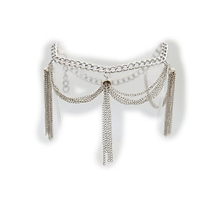 Women Boot Bracelet Western Hip Hop Fashion Jewelry Silver Metal Chain Fringe Tassel Wave Charms