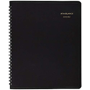 Academic Planner 2020-2021, AT-A-GLANCE Monthly Planner, 7" x 8-3/4", Medium, Black (7012705)