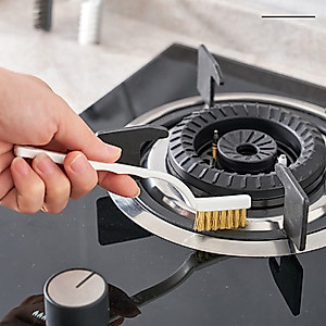 ORIJOYNA Set of 3 Kitchen Cleaning Scrubbers - Wire Brush (Stainless Steel + Brass + Nylon) for Range Hood Grease, Grime and Rust