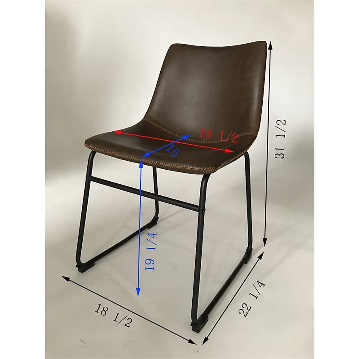 Roundhill Furniture Lotusville PU Leather Dining Chairs, Set of 2, Brown