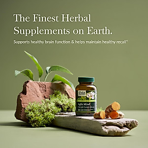 Gaia Herbs Agile Mind - Brain & Cognitive Support Herbal Supplements - with Organic Turmeric Root, Bacopa, Black Pepper, and Ginkgo Biloba - 60 Vegan Liquid Phyto-Capsules (30-Day Supply)
