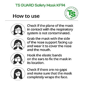 INT [ 30 Pack ] KFDA Mask Certified, TS Guard Safety Face Mask ; 4-Layered Protection, Tri-Folding Style, 3D-Ergonomic Design, White Color, Made in Korea.