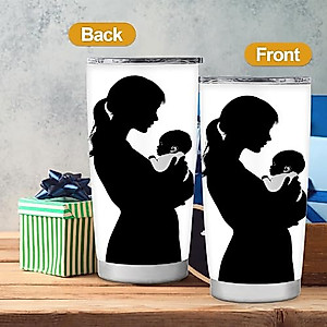 FOCIUZTA 20oz Coral and Navy Geometric Abstract Tumbler with lid, Travel Coffee Cup, Ideal for Easter, Gaming Enthusiast, Mother Day, and birthday gifts