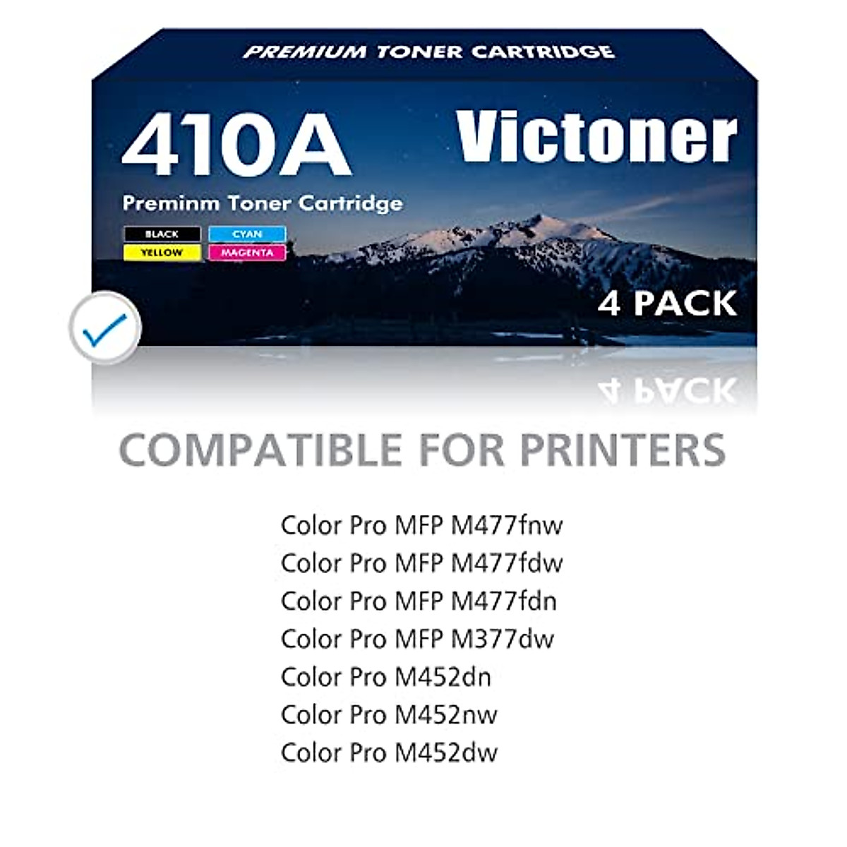 410A Toner Cartridge Replacement for HP 410A Color Pro MFP M477fnw M477fdw M452dn M452nw M477fdn M452dw CF410A CF411A CF412A CF413A Printer (Black Cyan Yellow Magenta, 4-Pack)