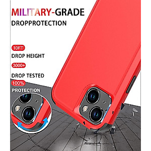 Diverbox for iPhone 14 Case [Shockproof] [Dropproof] [Tempered Glass Screen + Camera Lens Protector],Heavy Duty Protection Phone Case Cover for Apple iPhone 14 (Red)